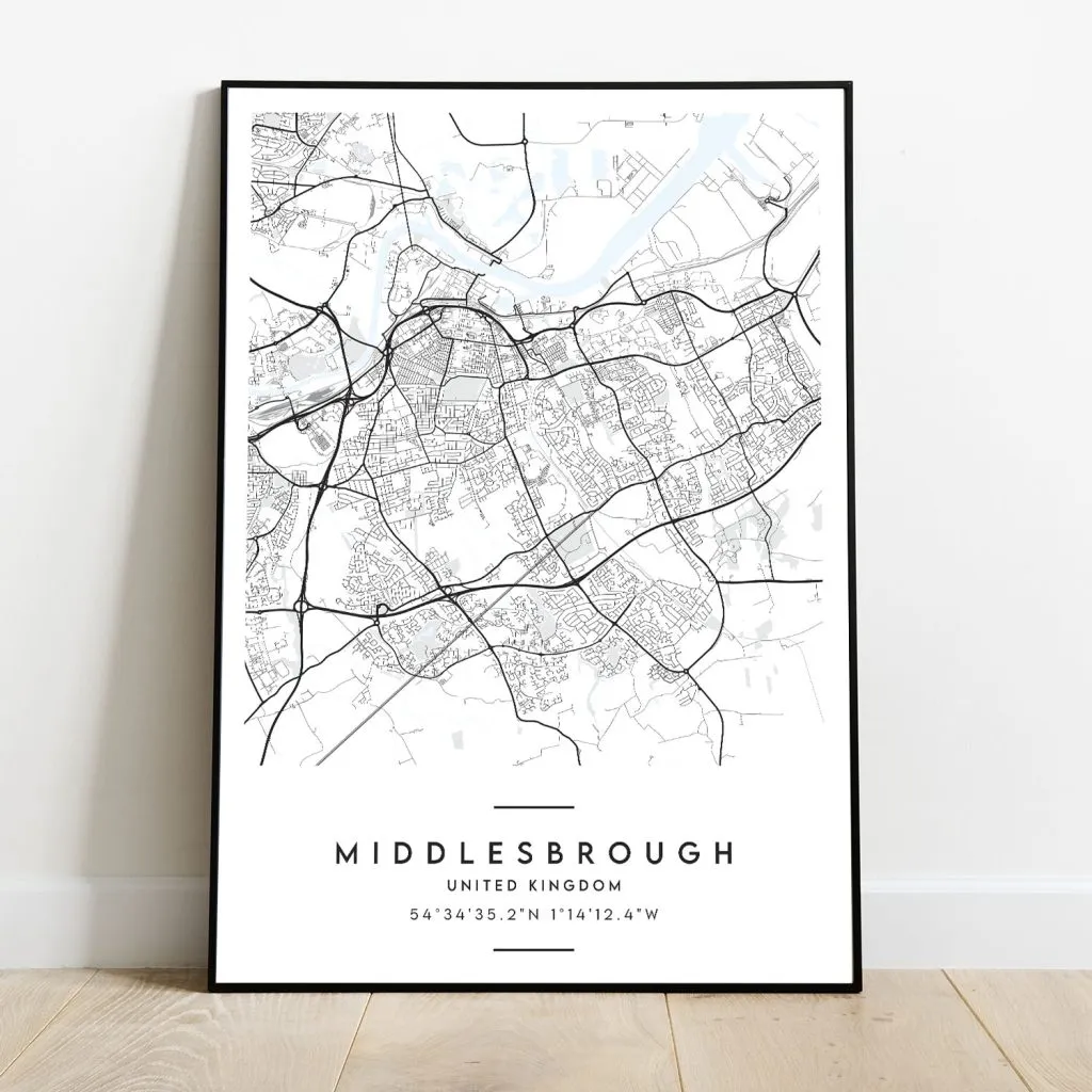 Middlesbrough Minimalist Town / City Map Poster